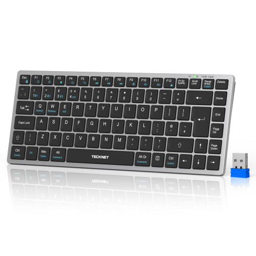 Wireless Keyboard, Rechargeable 2.4GHz USB Bluetooth Keyboard for 4 ...