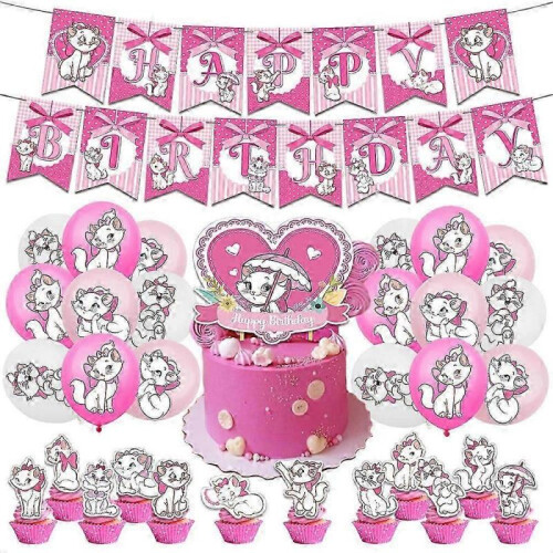 AristoCats Marie Cat Pink Theme Birthday Party Supplies Banner Balloons ...