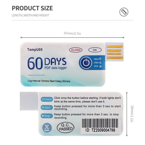 Temperature Data Logger TempU05 1pcs Temperature Data Logger 60 Day Single Use Temperature ...