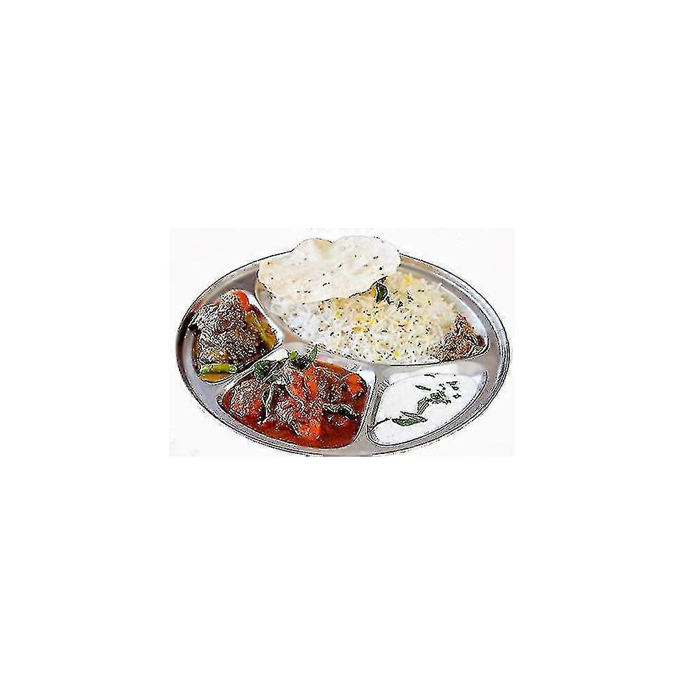 Round 4 Compartment Thali,stainless Steel 4 Compartment Round Thali ...