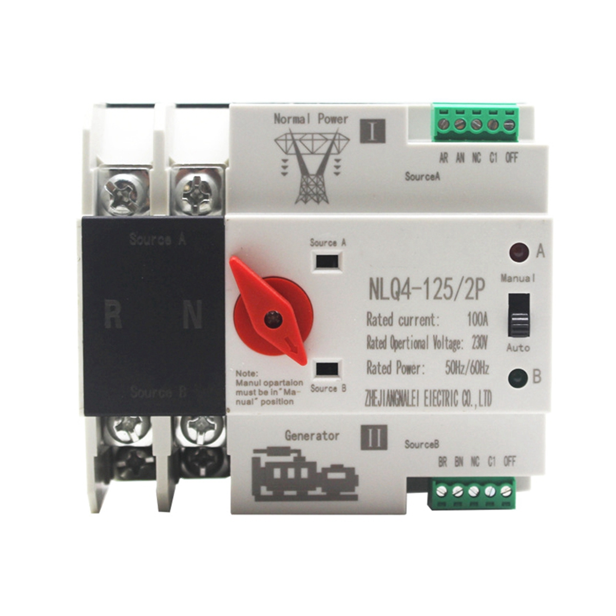 Din Rail 2P ATS Dual Power Automatic Transfer Switch Selector Switches ...