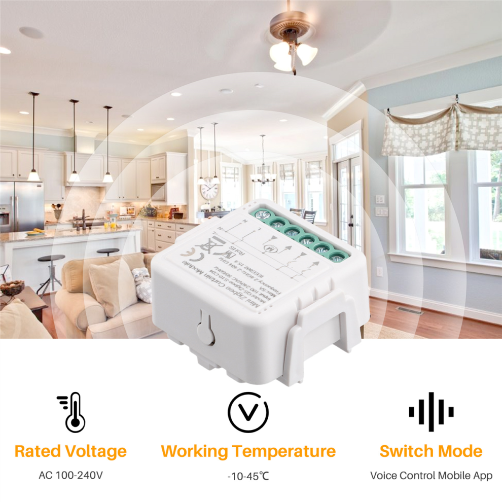Cortina de Luz Zigbee Switch Dimmer Módulo MINI Inteligente C04 Disjuntor de Controle Zero Fire ...