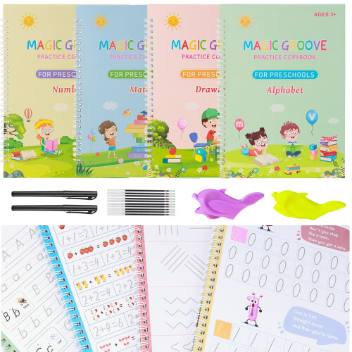 Large Magic Ink Copybook for Kids, 4 Pack Reusable Magical Handwriting ...