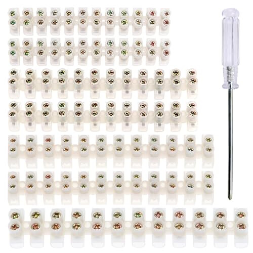 7 PCS 3A/6A/10A/20A Terminal Block Strip, Dual Rows Terminal Block, 12 ...
