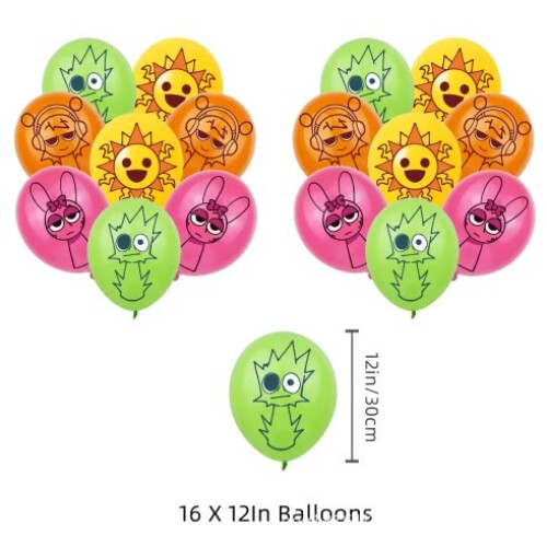 (16pcs balloons) Sprunki Birthday Decoration Rhythm Box Sprunki Theme ...