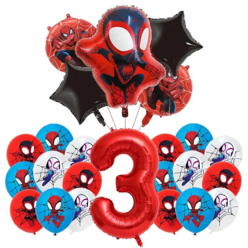 (number balloon 3, 12INCH) Spidey And His Amazing Friends Birthday ...