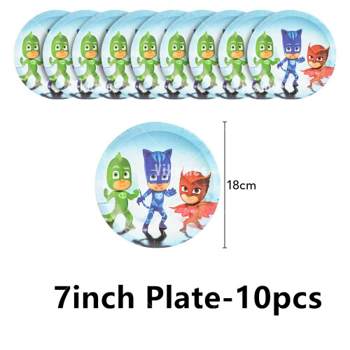 (7inch Plate-10pcs, Other) PJ Masks Balloons Happy Birthday Banner ...