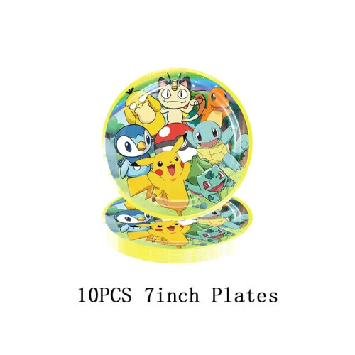 (10pcs 7inch plates, 12INCH) Pokemon Theme Birthday Party Decoration ...
