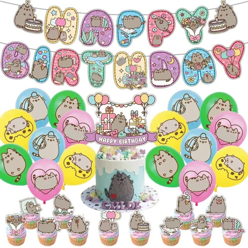 (1set-1, Other) The Pusheen Cat Birthday Decoration Party Supplies ...
