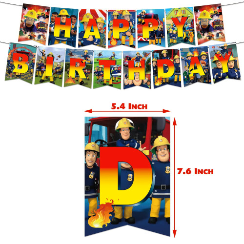 (Banner-2) Fireman sam party balloon cake toppers decor Banner Fire ...