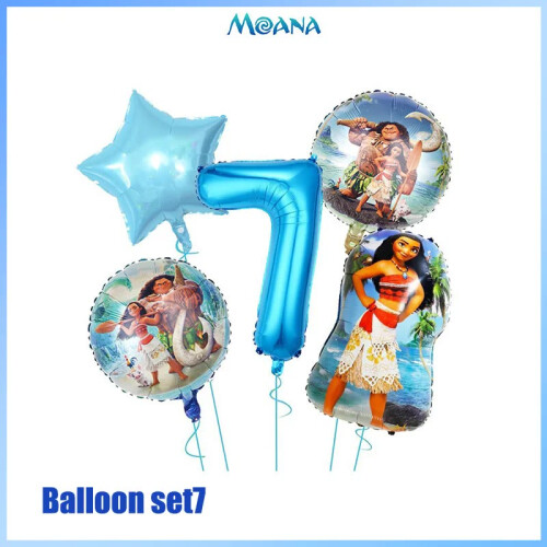 (Balloon set7, 10inch) Disney Moana Birthday Decorations Tableware Cups ...
