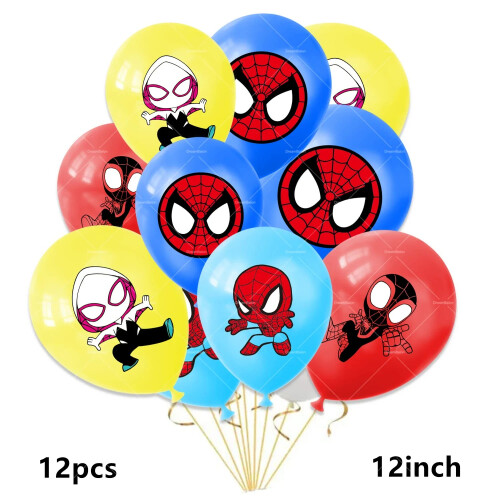 (12pcs Latex Balloons-1, Other) SpiderMan Theme Birthday Party ...