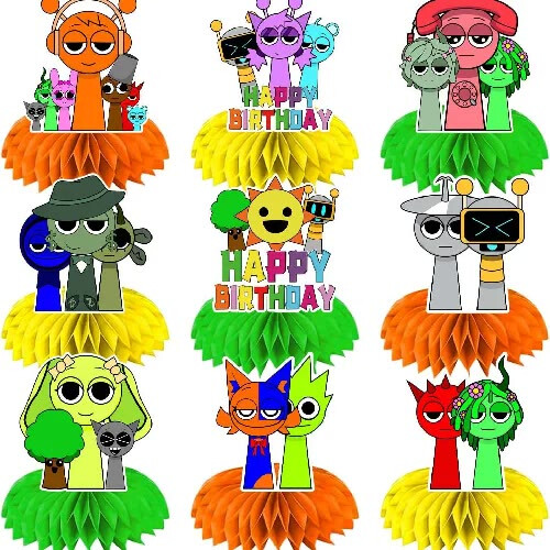 (9pcs honeycombs) Sprunki Birthday Party Decoration Sprunky Theme ...