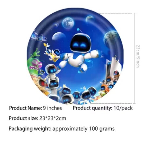 (10pcs 9inch plate, Other) Astro Bot Theme Party Decoration Robot Latex ...