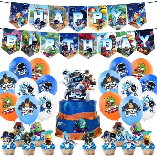 (1 Set-2, Other) Astro Bot Theme Party Decoration Robot Latex Balloon ...