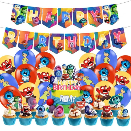 (Full set) Inside Out 2 Happy Birthday Party Decoration Cartoon Inside ...