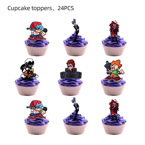 (24pcs cake topper) Friday Night Funk Theme Birthday Party Decorations ...