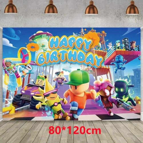 (1pcs backdrop, Other) Stumble Guys Theme Birthday Party Decoration ...