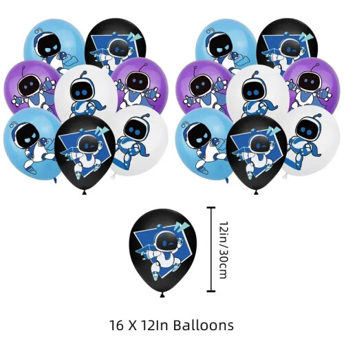 (16pcs, Other) Astro Bot Theme Party Decoration Robot Latex Balloon ...