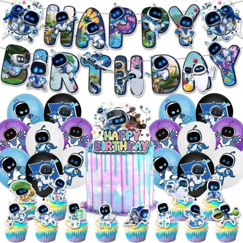 (1 Set, Other) Astro Bot Theme Party Decoration Robot Latex Balloon ...