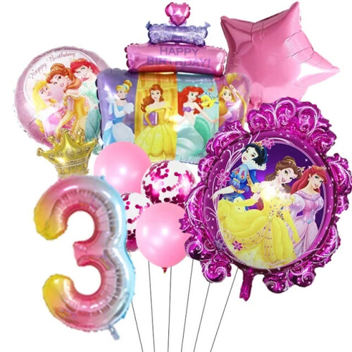(1set number 3, Princess) Princess Party Favor Girls' Happy Birthday ...