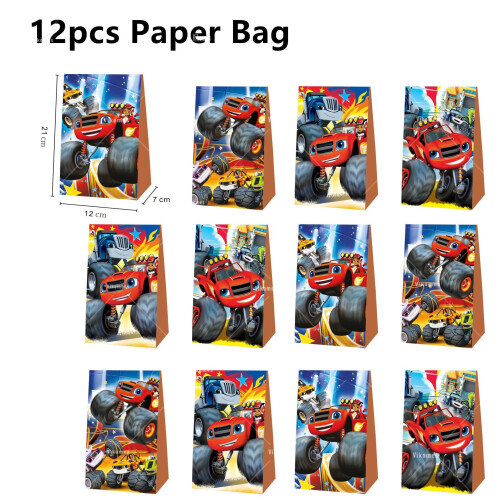 (Paper Bag-12pcs, Other) Blaze Monster Balloons Machines Race Car Happy ...