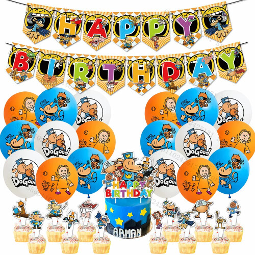 (1set E, Other) Happy Dogman Birthday Party Decorations Banner Balloons ...