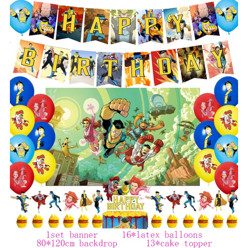 (1set A, Other) Invincible Birthday Party Decoration Balloons Banner ...
