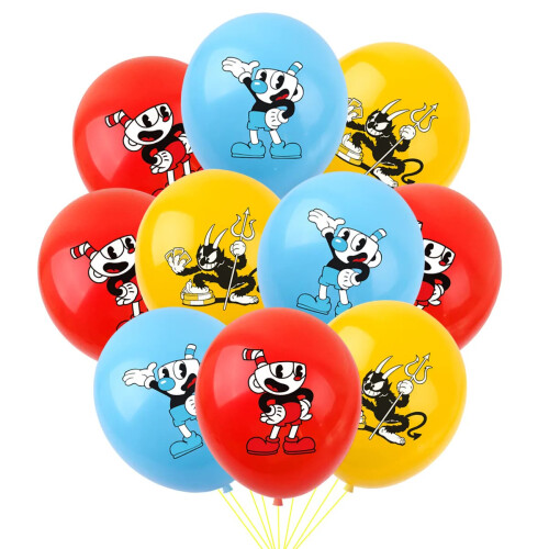 (balloon 12pcs, Other) Cuphead Birthday Party Supplies Disposable ...