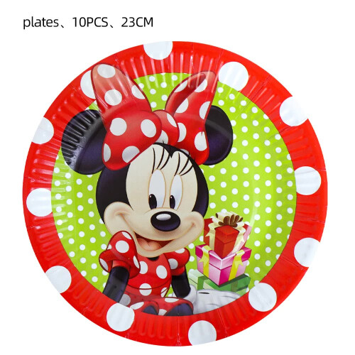 (10pcs 9inch plate) Minnie Mouse Disposable Tableware Set Kids Birthday ...