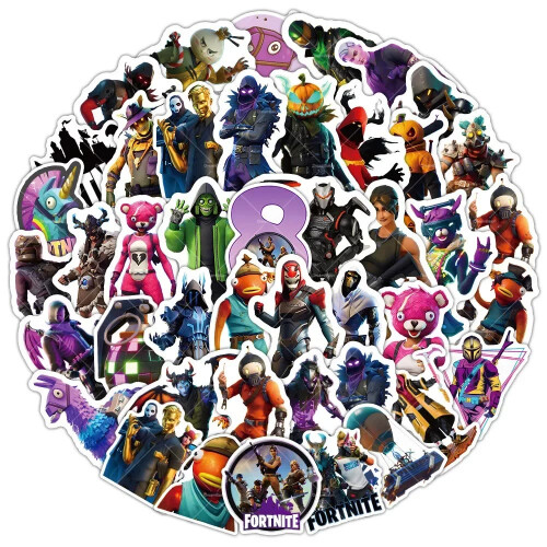 (50pcs Stickers, Other) Fortnite Balloons Happy Birthday Banner Party ...