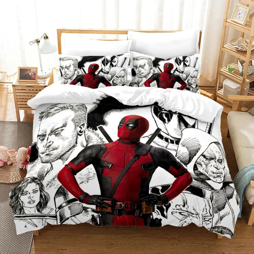 (R, 180x210cm) Deadpool & Friend Bedding Sets Cartoon Marvel Duvet ...