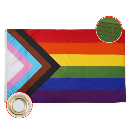 Bradford Progress Pride Flag 2x3 ft Outdoor Vivid Color Gay Progressive ...