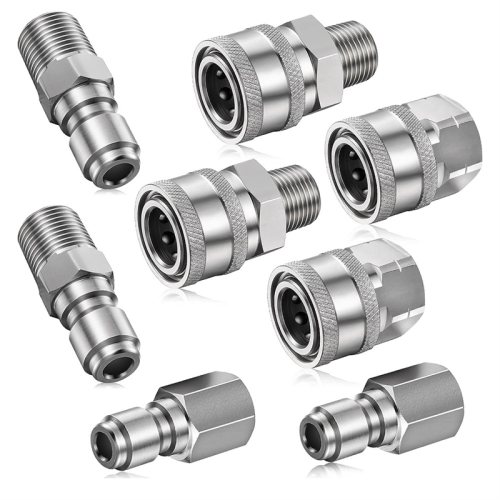 8PCS NPT 3/8 Inch Stainless Steel Male Female Quick Connector Kit ...