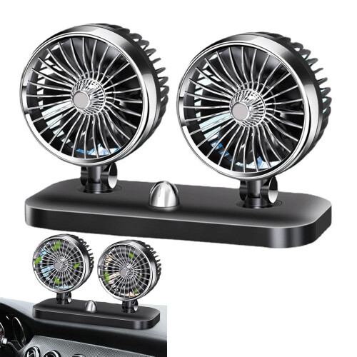 (12V) Car Dashboard Fan | 180-Degree Rotation Rechargeable Truck Dash ...