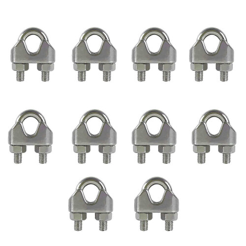 10PCS M8 Wire Rope Clamp 304 Stainless Steel Cable Clamp Saddle U Bolt ...