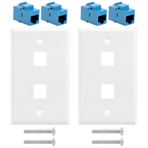 2-Pack 2 Port Ethernet Wall Plate, RJ45 Cat6 Female to Jack Inline ...