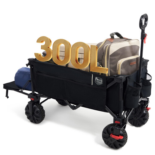 TIMBER RIDGE Festival Trolley 300L with Brakes, Folding Beach Trolley ...