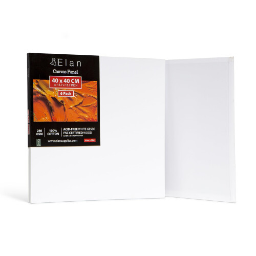 Elan Cotton Canvas Panels 40x40 CM, 6-Pack Canvas Boards for Painting ...