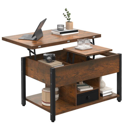 YITAHOME Lift Top Coffee Table with Drawers, 4 in 1 Multi-Function ...