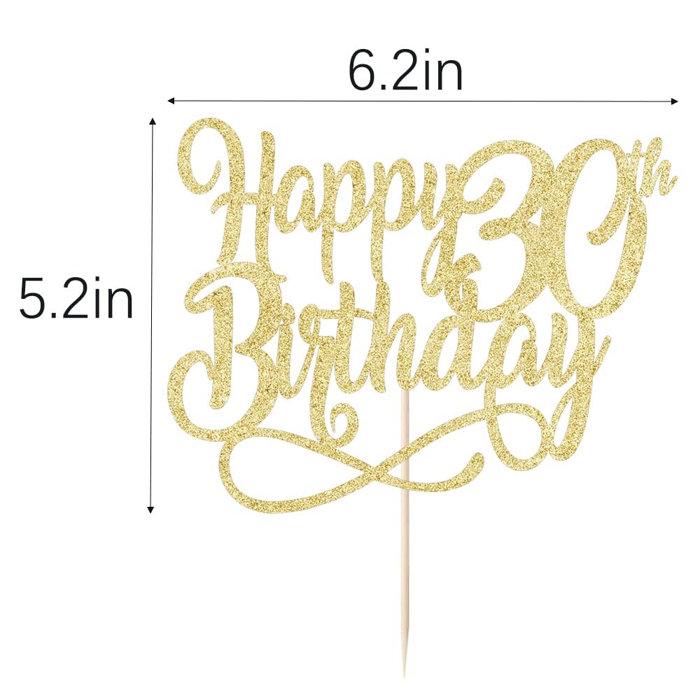 Gold Glitter Happy 30th Birthday Cake Topper Cheers to 30 Years happy ...