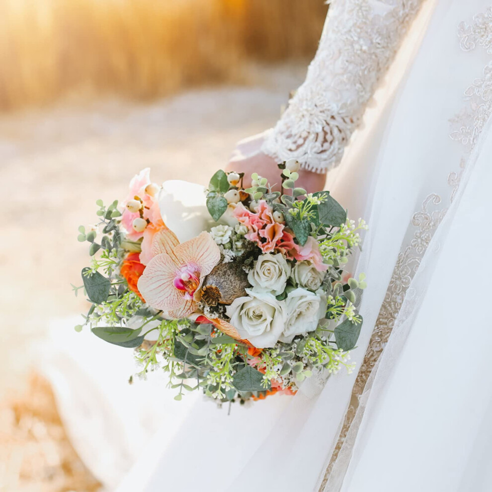 ZeKonan Lot de 40 tiges d'eucalyptus artificielles en forme de dollar argent pour jeunes pousses ...