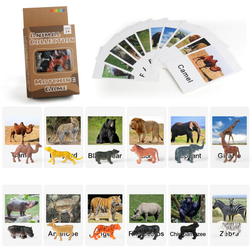 MEROCO Montessori Zoo Safari Animal Match - Miniatuurfiguren met 2 ...