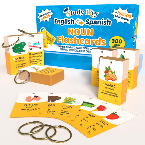 English Spanish Flash Cards for Adults Beginner & Kids - 300 English ...