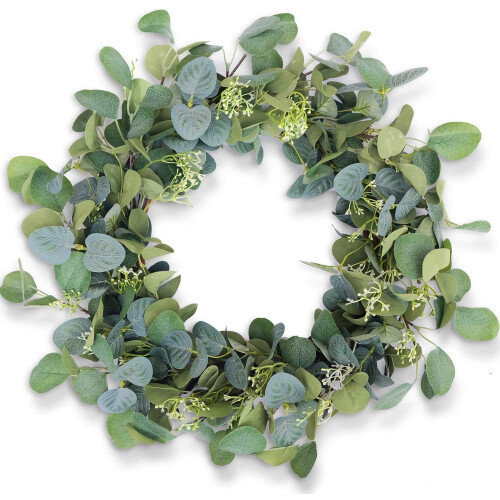 Couronnes d'eucalyptus pour porte d'entrée 20" Couronne de feuilles ...
