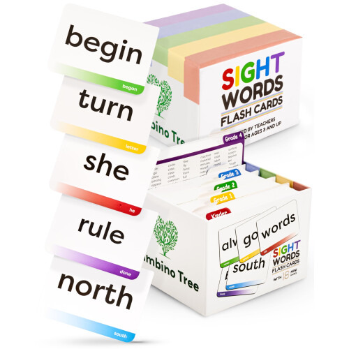 THE BAMBINO TREE Sight Words Flash Cards Kindergarten - 600 Words from ...
