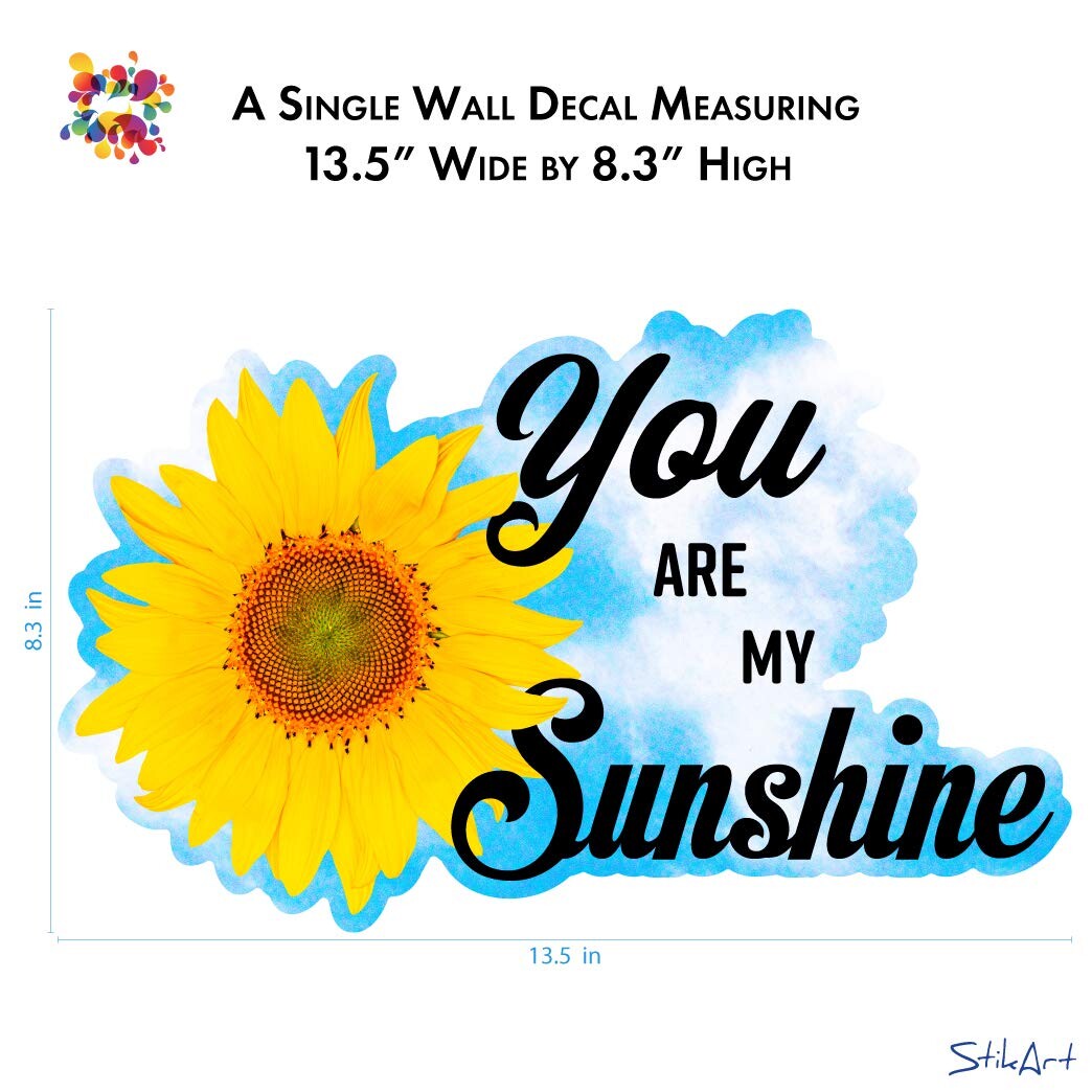 Stikart """" Du r mitt solsken """" vggdekal med en solros och bl himmel 13,5 tum w med 8,3 tum ...