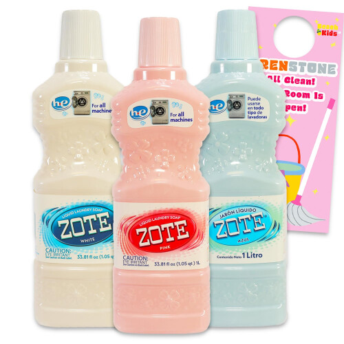 Zote Liquid Soap Variety Pack - 3 Bottles (Azul Blanco Rosa) & Door ...