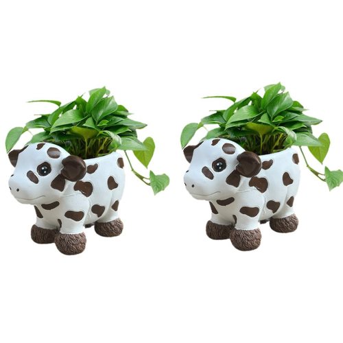 Cow Flower Pot Indoor Plant Spot Vase Desktop Resin Flower Pot on OnBuy