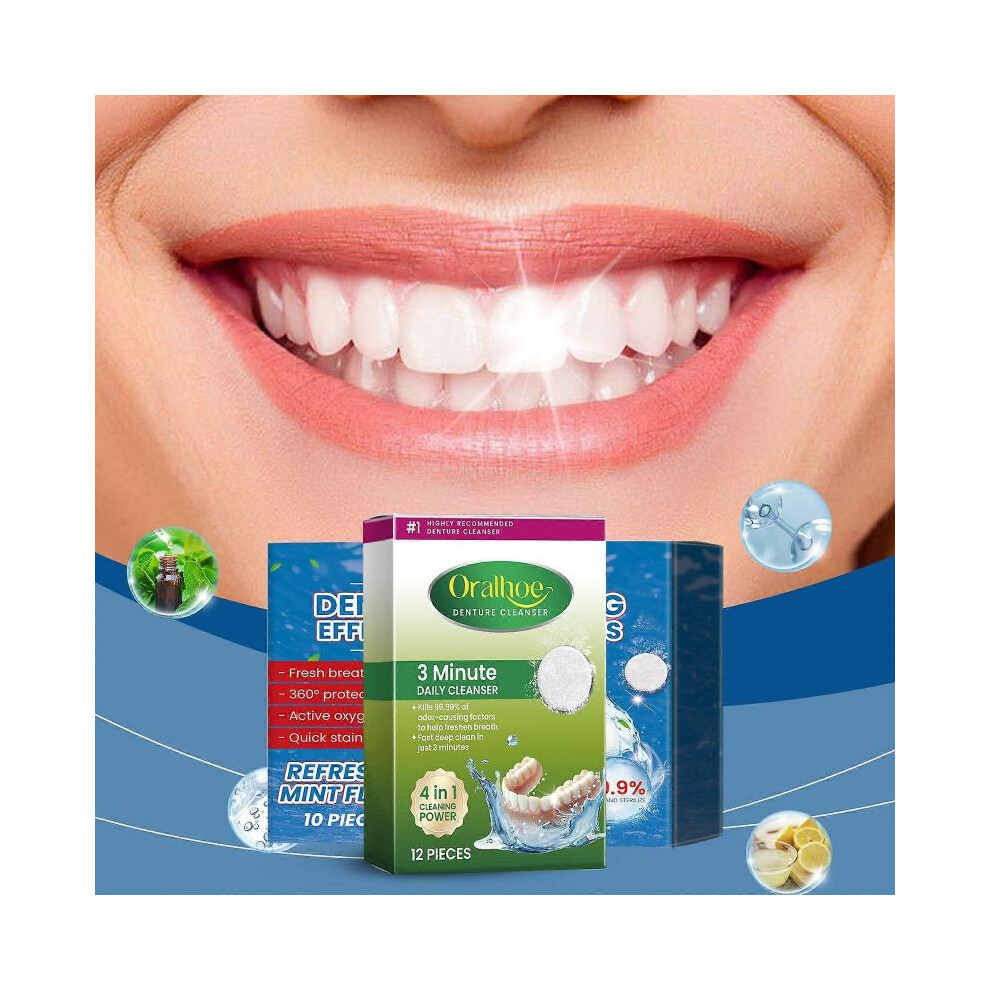 Denture cleaning tablets Hygiene care cleaning tartar stains Braces ...